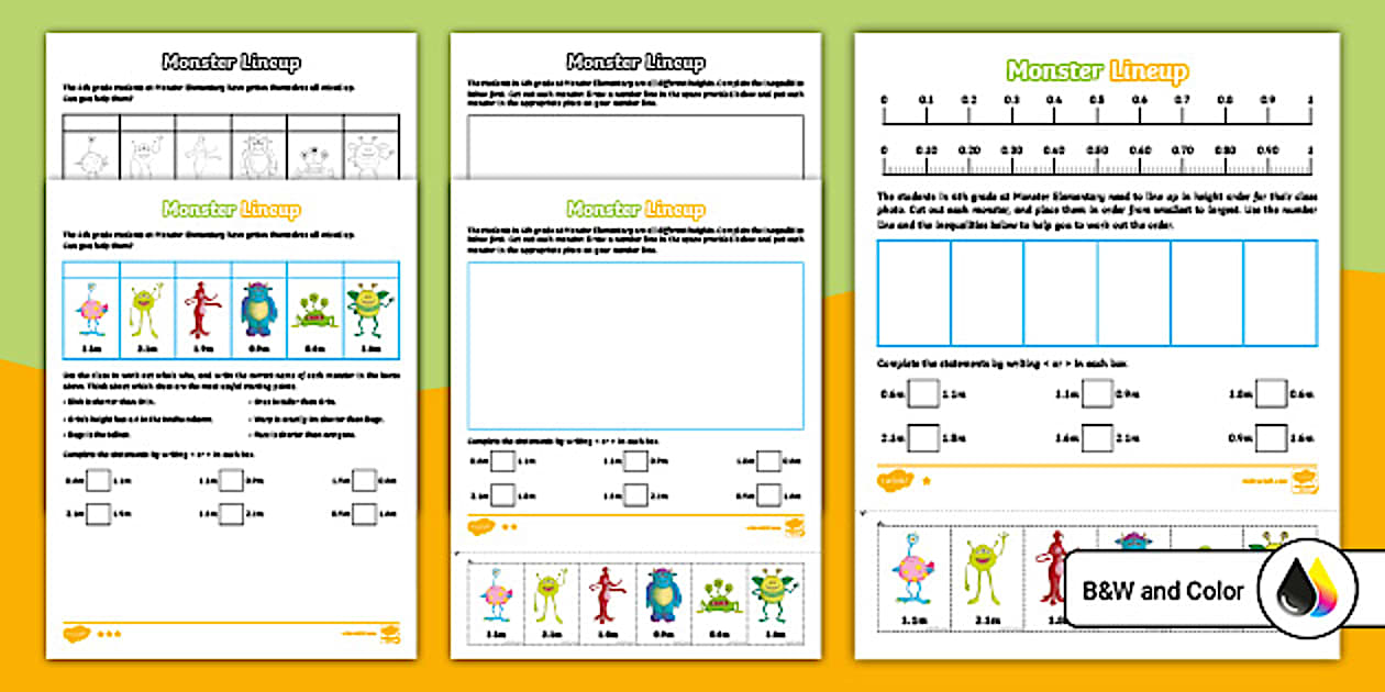 Comparing and Ordering Decimals Differentiated Worksheet