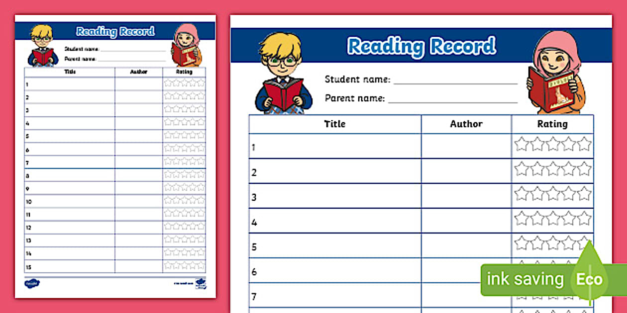Editable Reading Record (teacher made) - Twinkl