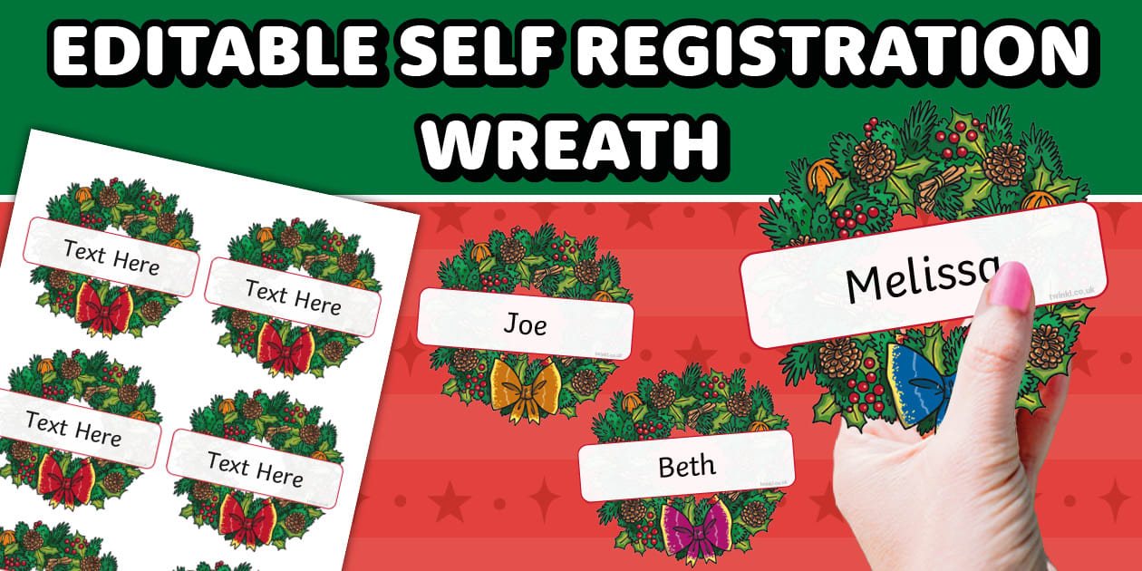 Christmas Editable Self-Registration Wreath