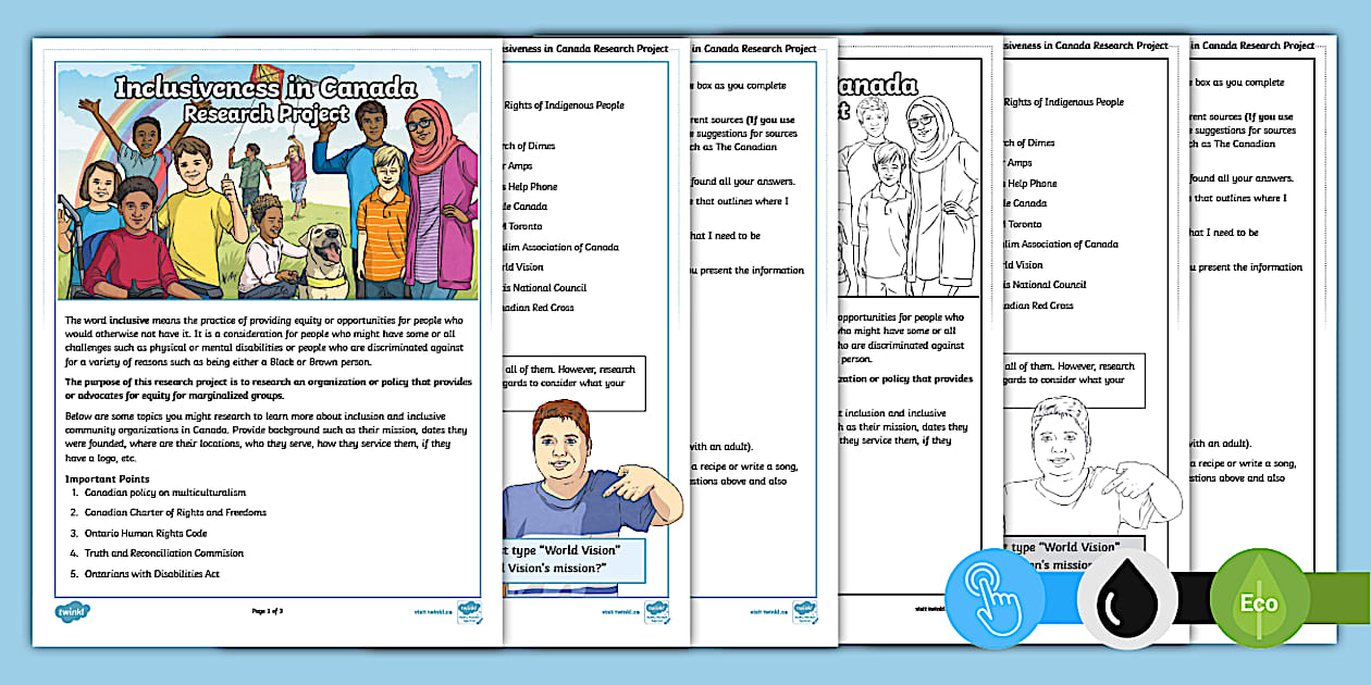Inclusiveness in Canada Research Project (teacher made)