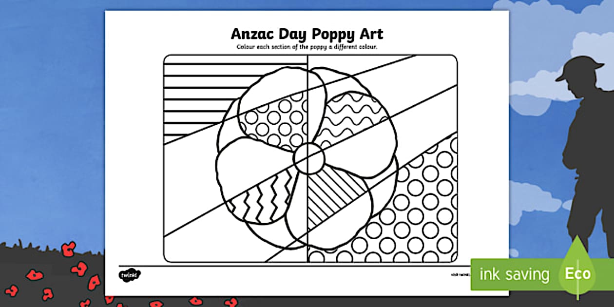 Anzac Day Art | Poppy Worksheet | Primary Resource - Twinkl