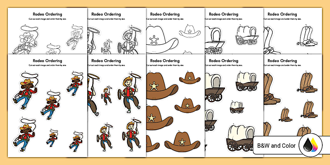 Rodeo Size Ordering Worksheet (teacher made) - Twinkl