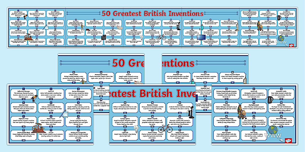 50 Greatest British Inventions Poster (teacher made)