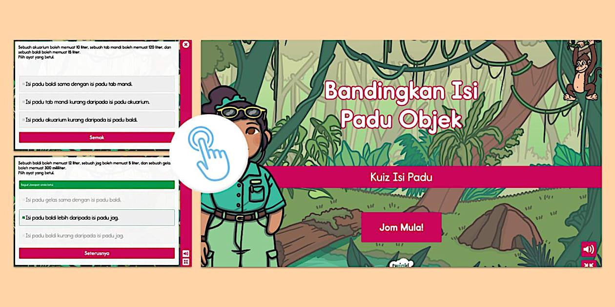 Permainan Interaktif Matematik - Bandingkan Isi Padu Objek