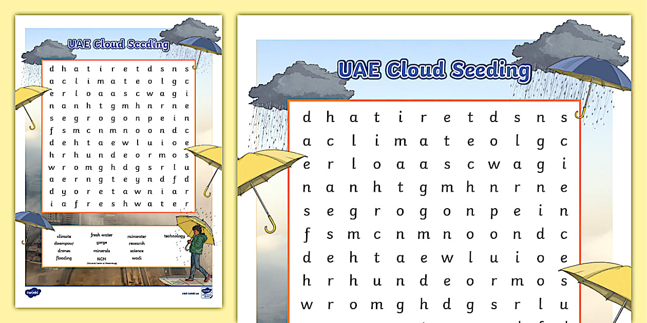 UAE Cloud Seeding Word Search (teacher made) - Twinkl