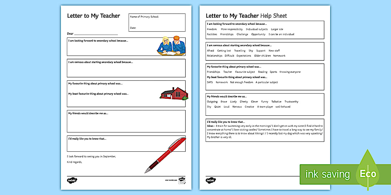 Editable All About Me Letter to My New Secondary Form Teacher