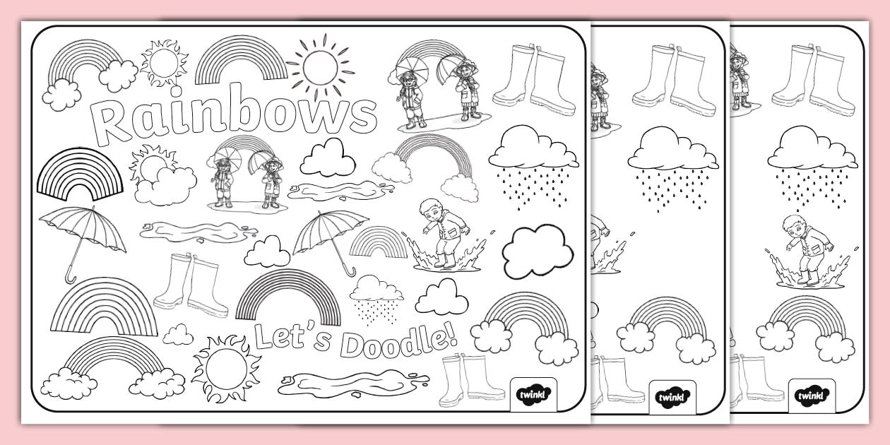 Rainbow Doodle Colouring Pages - Twinkl - KS1