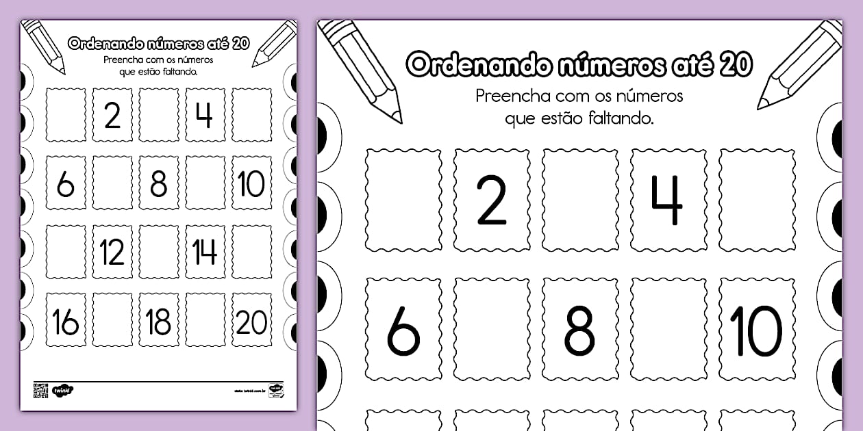 Atividade de ordenar números até 20 - Twinkl