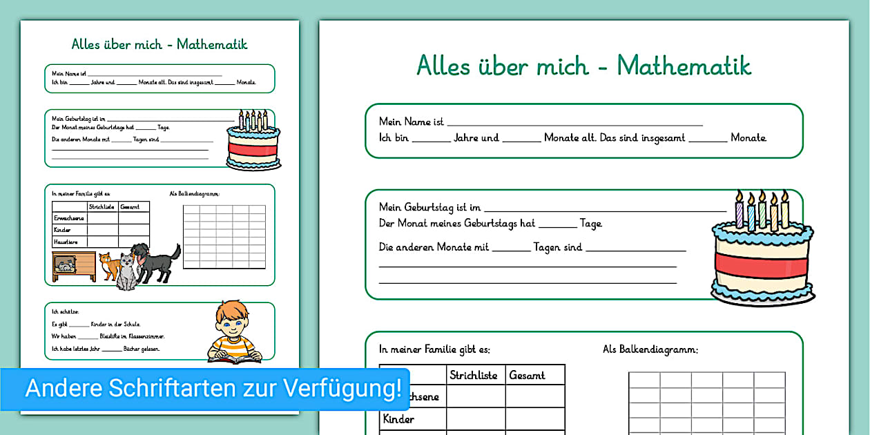 Alles über mich - Mathematik Arbeitsblatt (Teacher-Made)