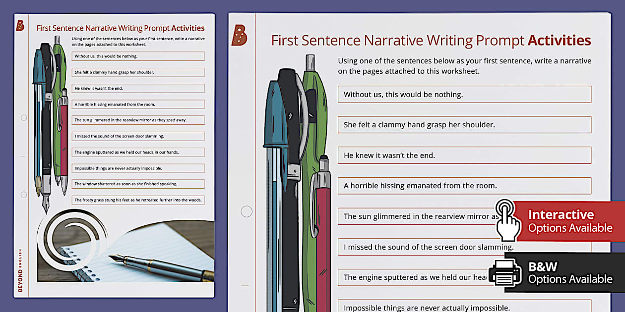 First Sentence Narrative Writing Prompt Activities - Twinkl