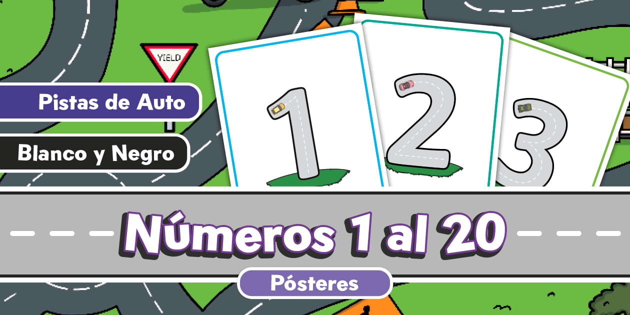 Póster| Números del 1 al 20| Matemáticas|Pre escolar|PK |K
