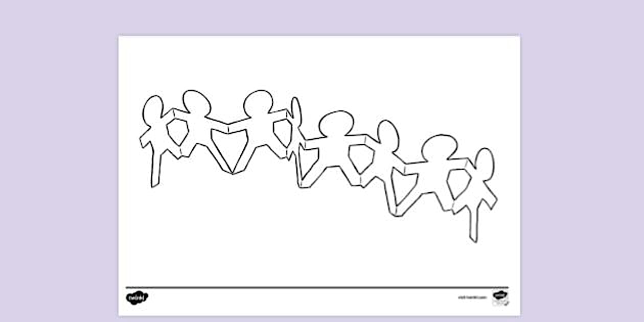 Paper Chain People Colouring | Colouring Sheets - Twinkl