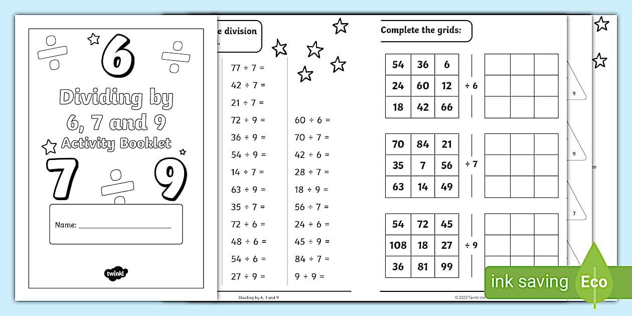 👉 Dividing by 6, 7 and 9 Activity Booklet (teacher made)