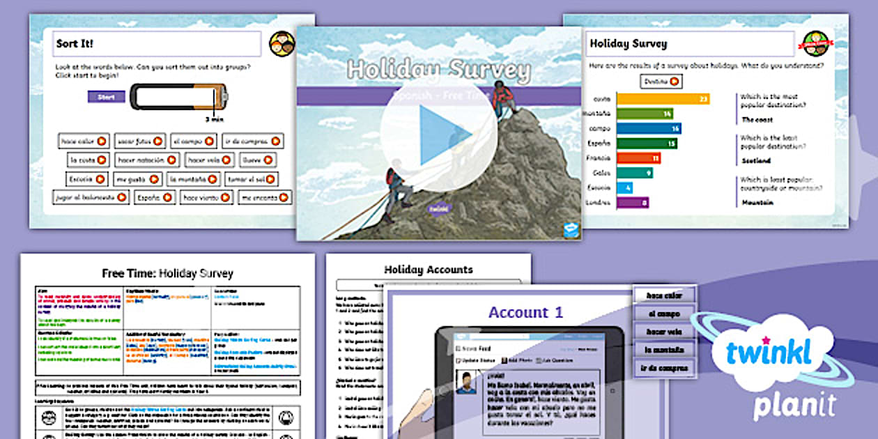👉 PlanIt Year 4 Spanish Lesson: Holiday Survey - Twinkl