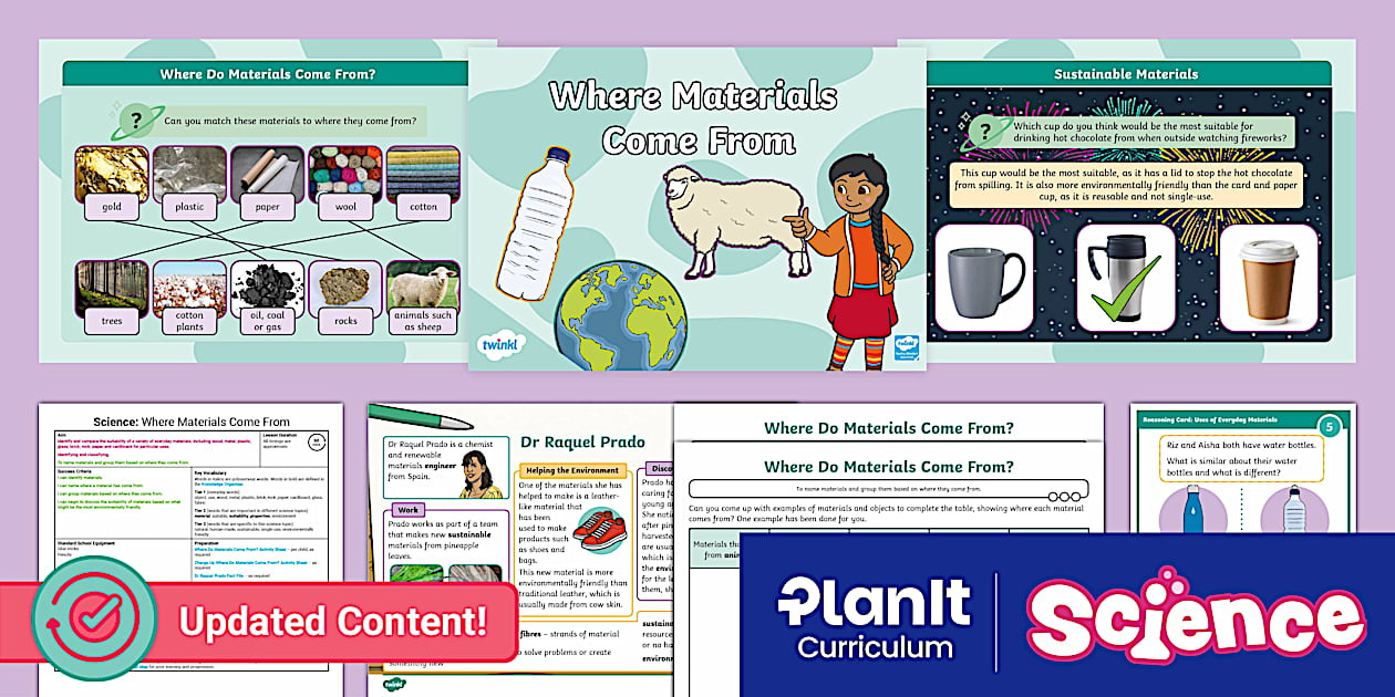 Science: Everyday Materials: Where Materials Come From Year 2