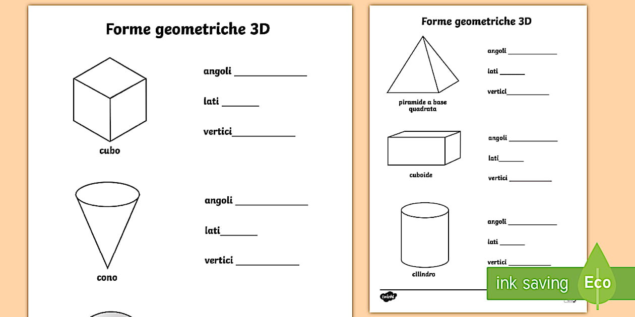 Le proprietà delle forme geometriche 3D Attività - Twinkl