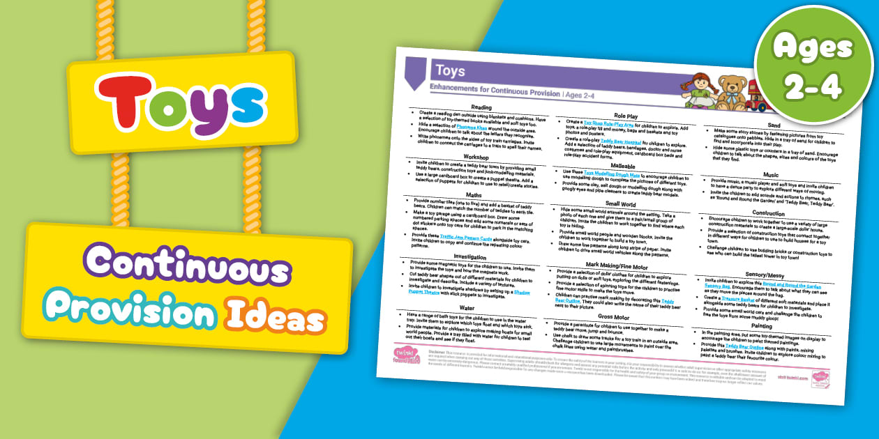 EYFS Toys Continuous Provision Planning Ideas (Ages 2-4)
