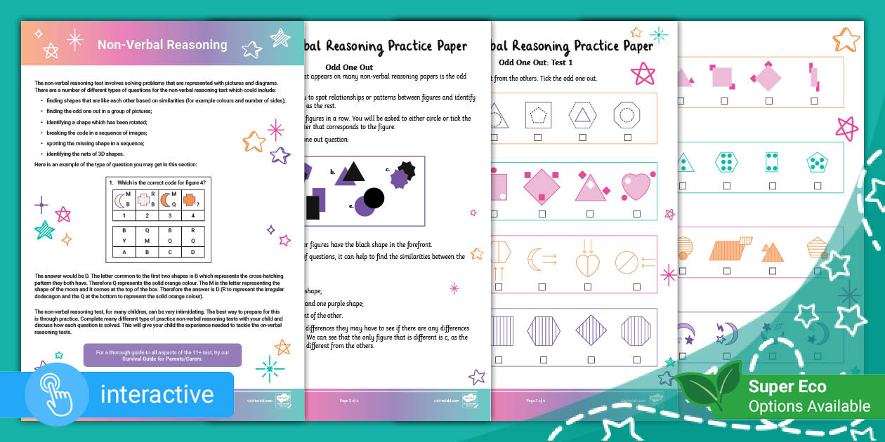 11+ Non-Verbal Reasoning Practice Paper: Odd One Out