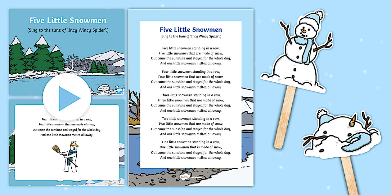 Five Little Snowmen Rhyme Resource Pack (teacher made)
