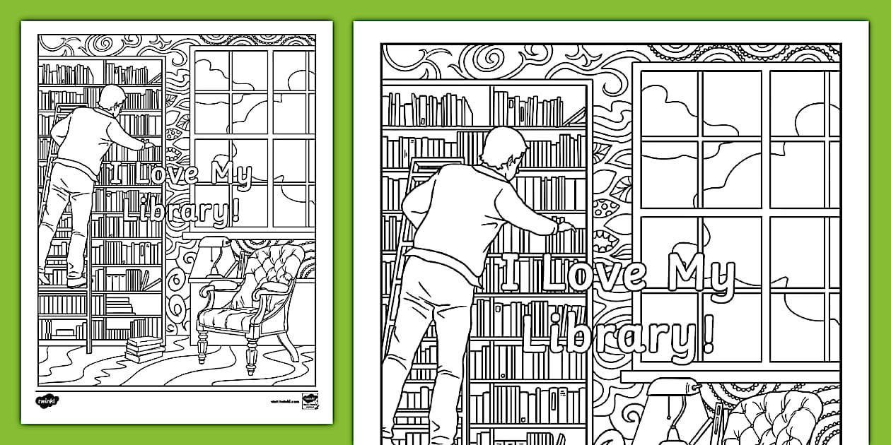 Library Mindfulness Coloring Sheet | 3rd Grade Resource