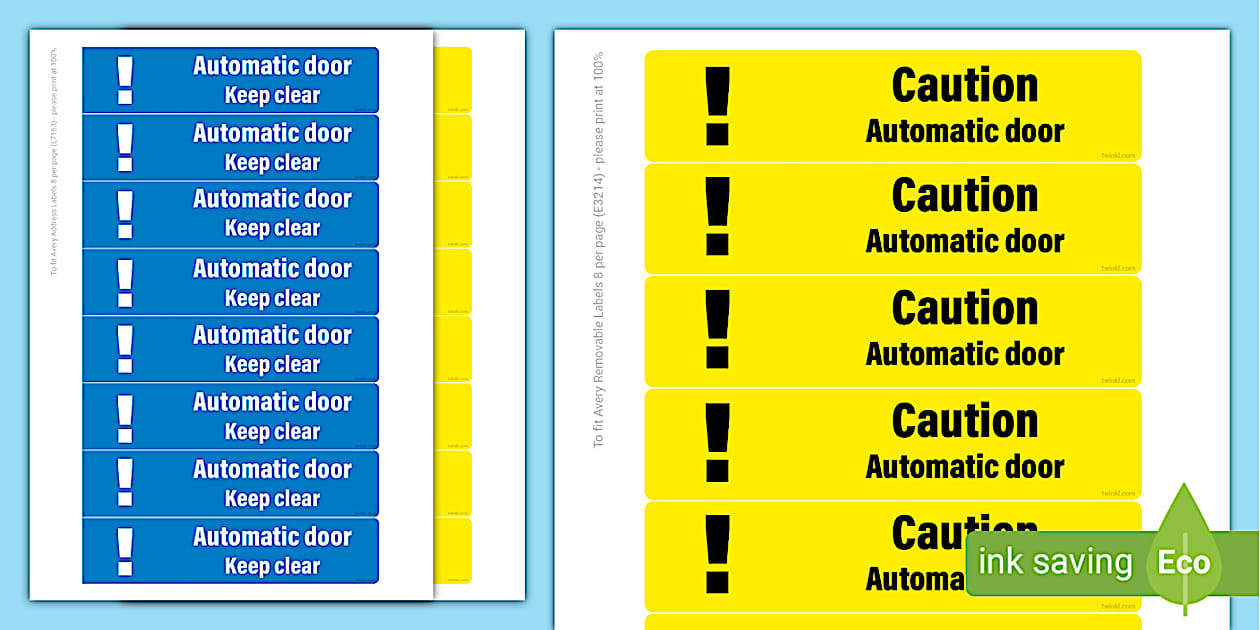Automatic Door Sign Stickers | Signage | Twinkl - Twinkl