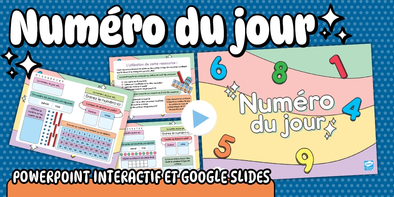 Number of the Day PowerPoint Numbers 1 to 50 French