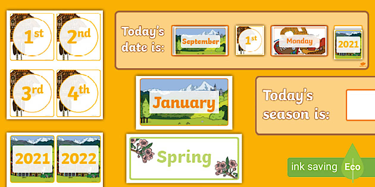 German Village Calendar Display (teacher made) - Twinkl