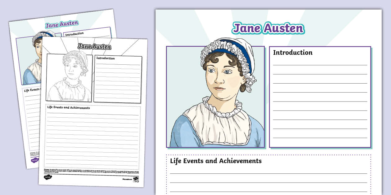 Jane Austen Biography Writing Frame (teacher made) - Twinkl