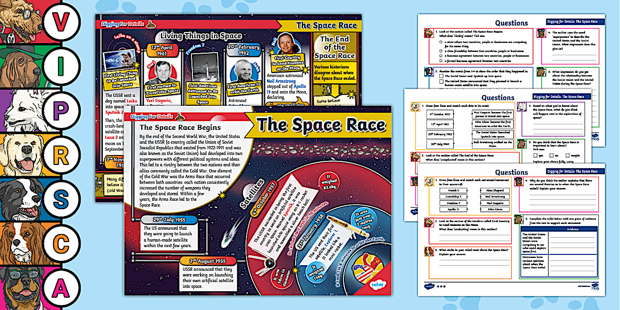 UKS2 Digging for Details: The Space Race Infographic Comprehension Activity