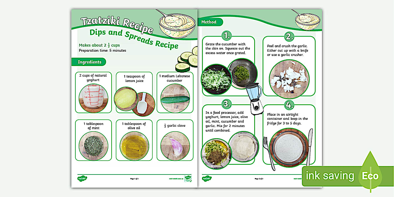 Tzatziki Dip Recipe | EYLF Food and Healthy Eating - Twinkl