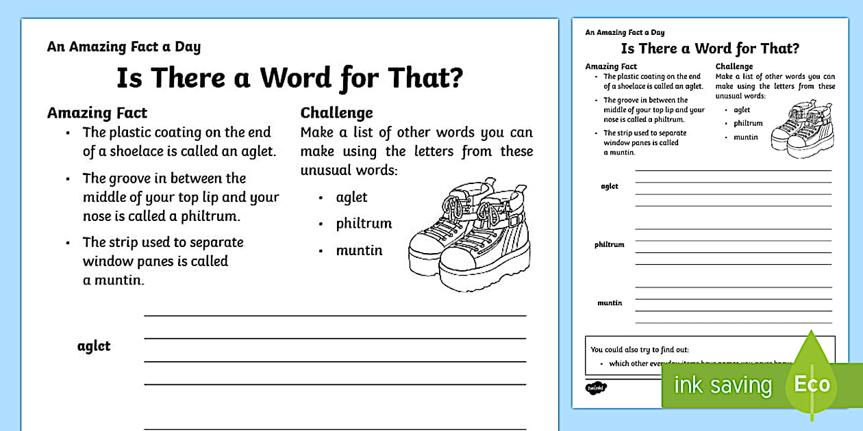 Editable Is There a Word for That? Worksheet - Twinkl