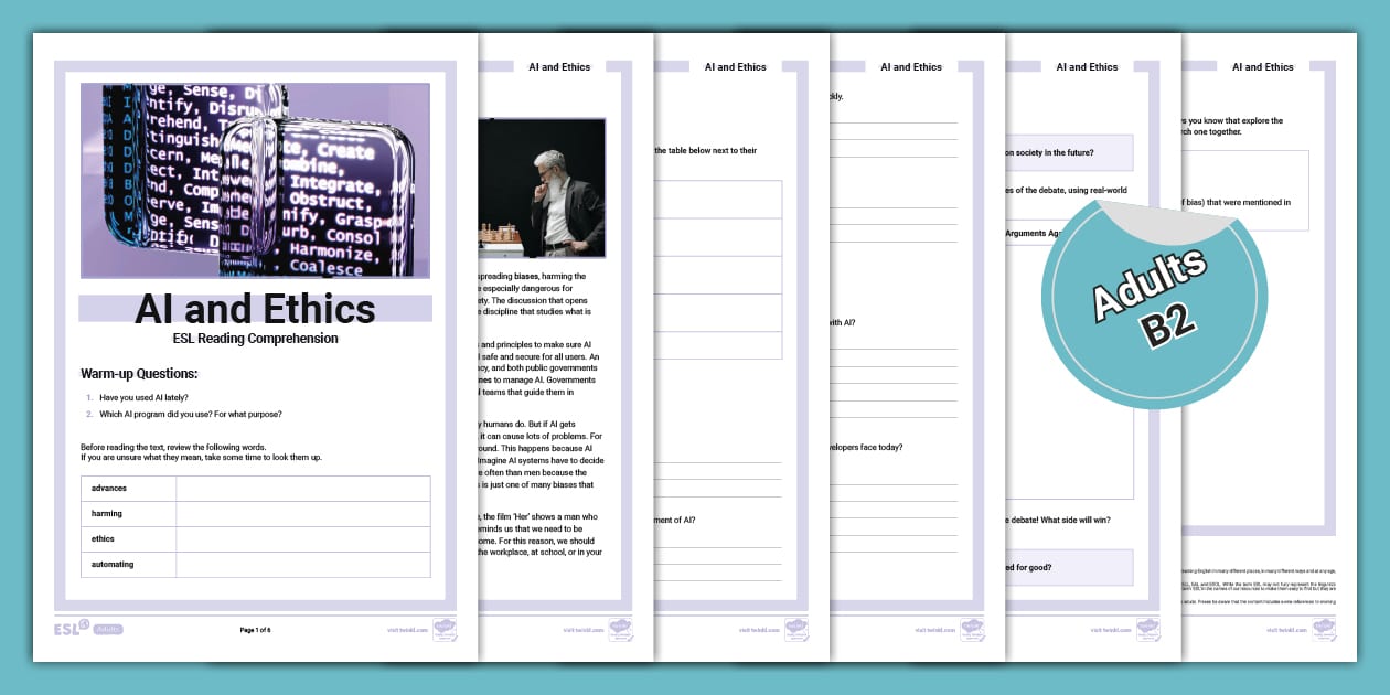 ESL AI and Ethics Reading Comprehension [Adults, B2]