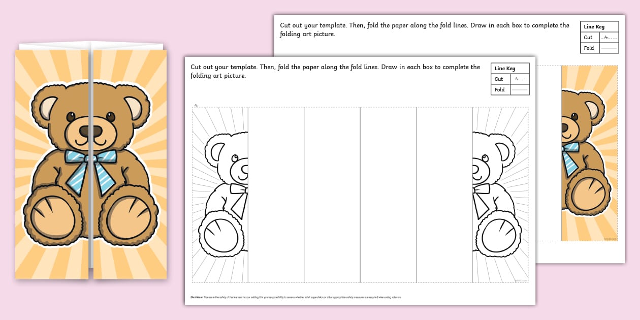 Teddy Bear Folding Art Template (teacher made) - Twinkl