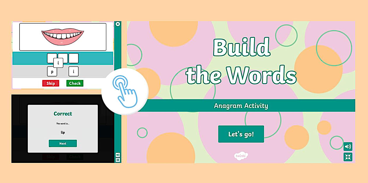 Interactive Anagram Game (-ob, -ip, -ed, -an sounds)