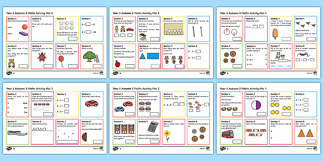 Year 1 Autumn 2 Maths Activity Mats - Twinkl