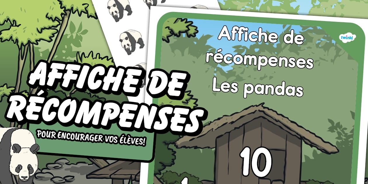 Affiche de récompenses : Les pandas - Twinkl