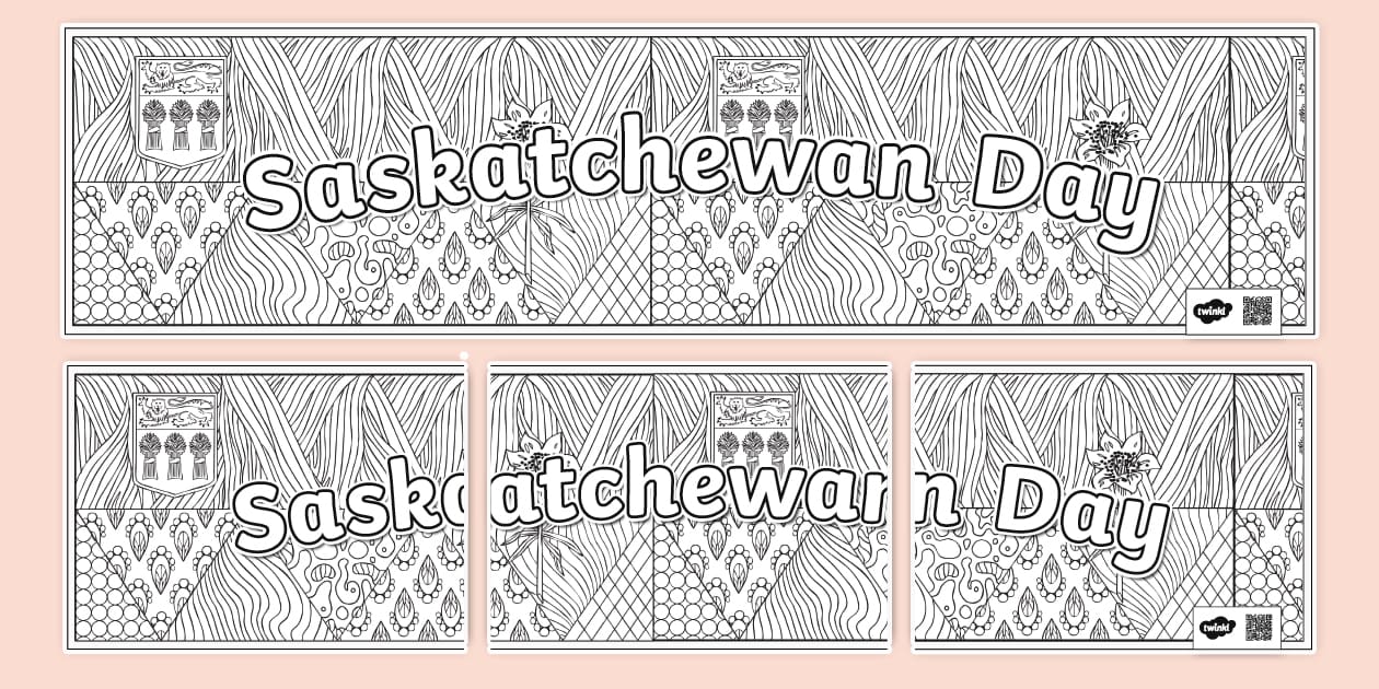 Saskatchewan Day Colouring Display Banner - Twinkl