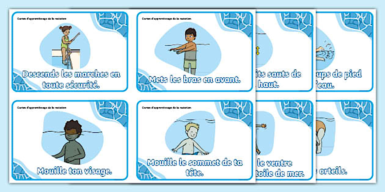Cartes pour l'apprentissage de la natation - Twinkl
