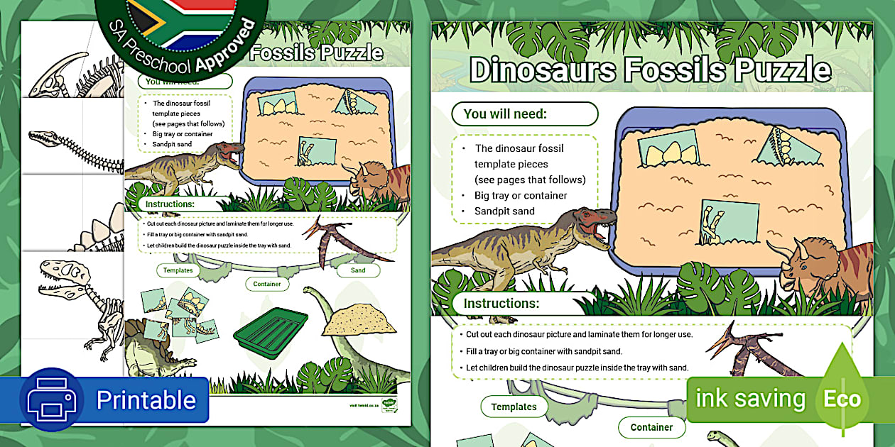 Dinosaur Fossil Puzzles (teacher made) - Twinkl