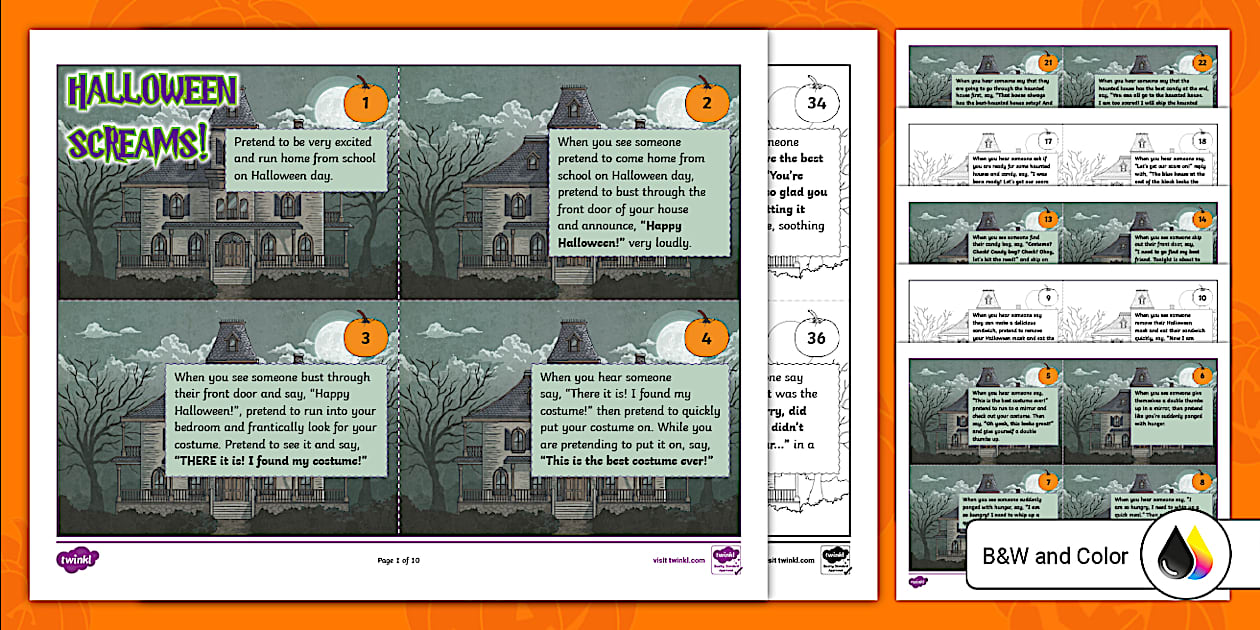 Halloween Drama Circle Cards | 8th Grade Resource | Twinkl