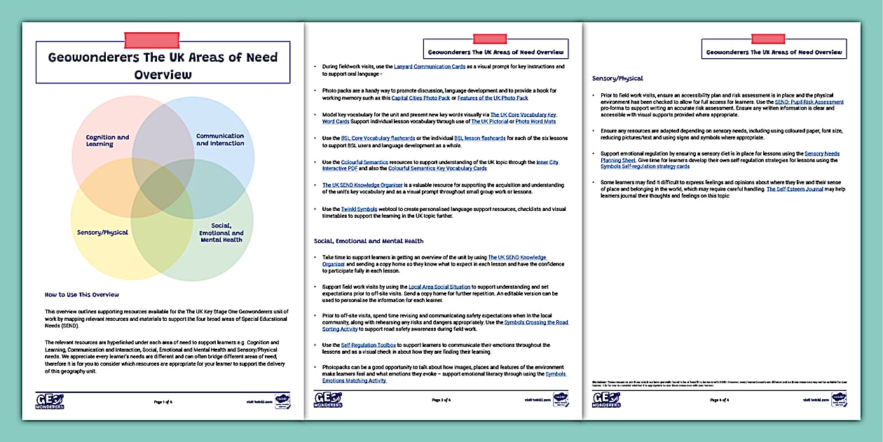 Geo Wonderers The UK SEND Areas of Need Overview - Twinkl