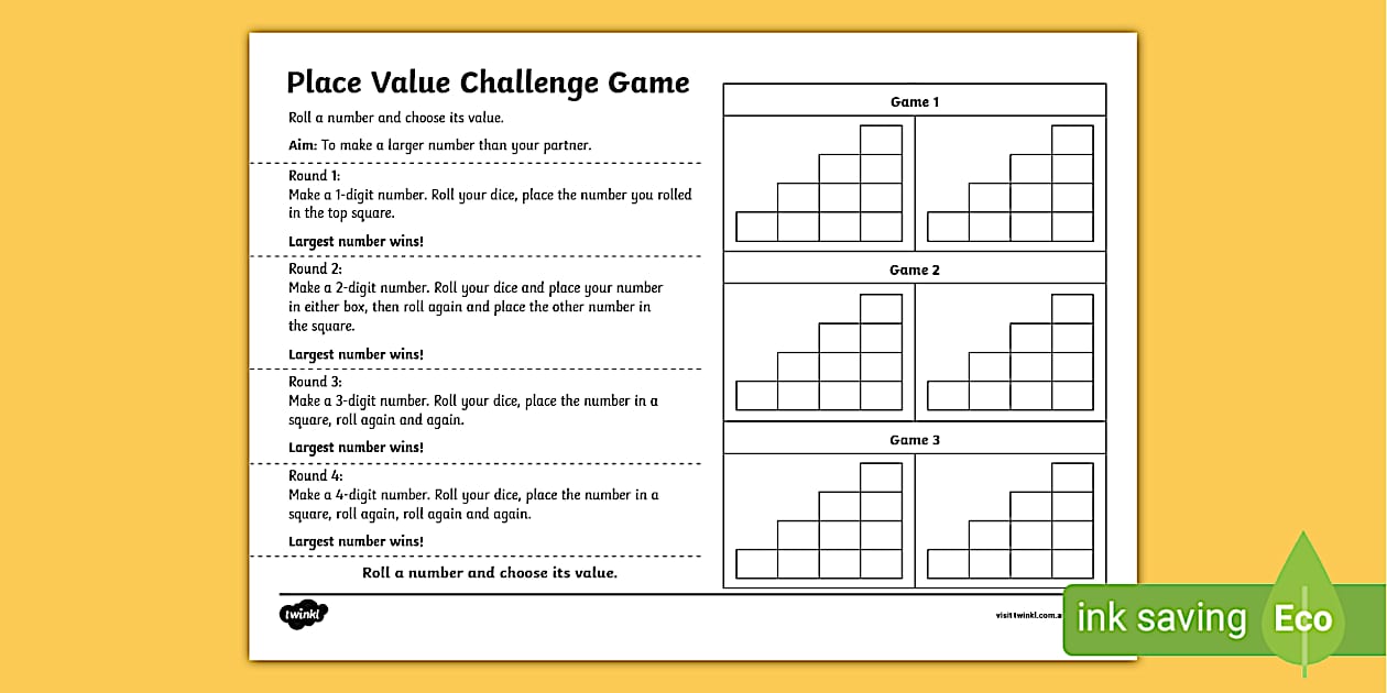 Place Value Challenge Game (teacher made) - Twinkl