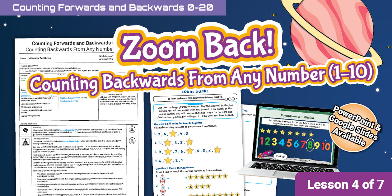 Zoom Back! Counting Backwards from Any Number 1-10) Lesson 4