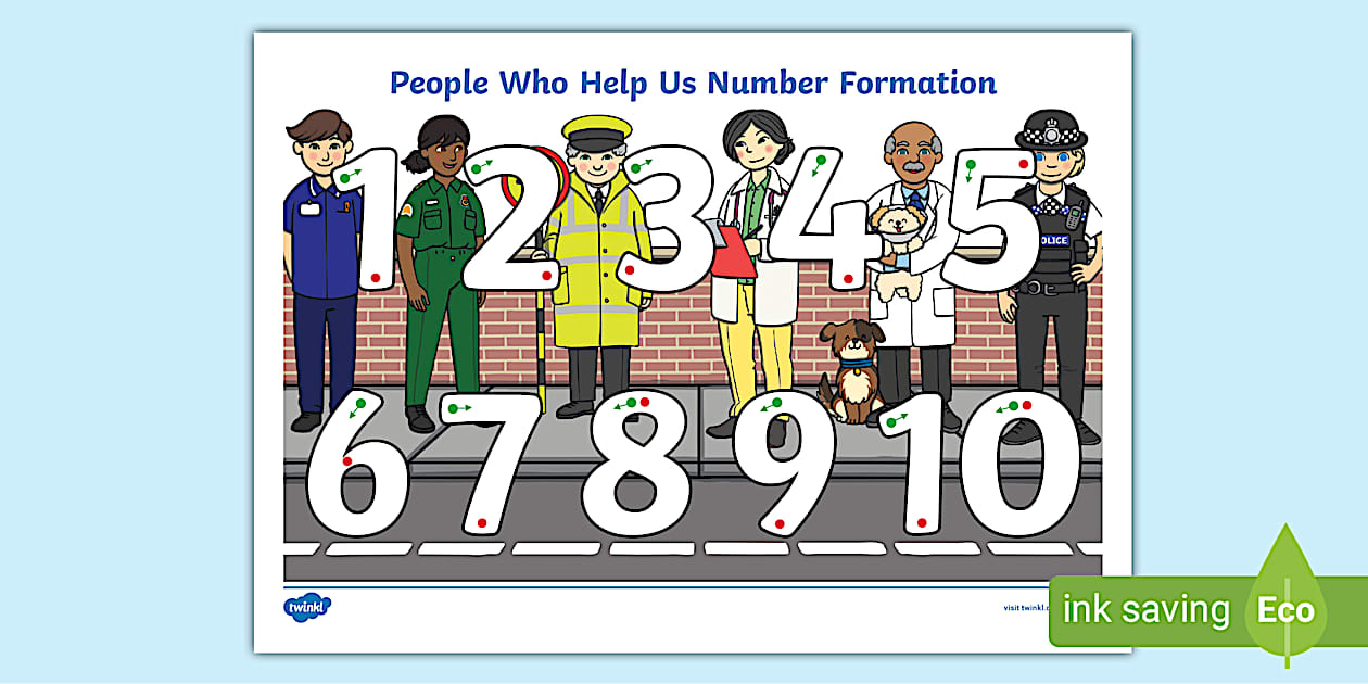 People Who Help Us Themed Number Formation 1-10 Worksheet