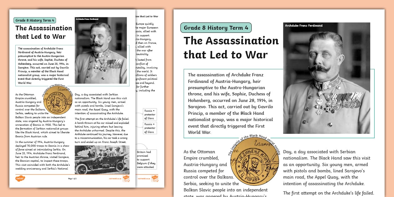 Grade 8 History Notes: The Assassination that Led to War