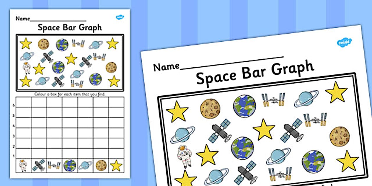 Black and White Space Bar Graph Activity Worksheet - Twinkl