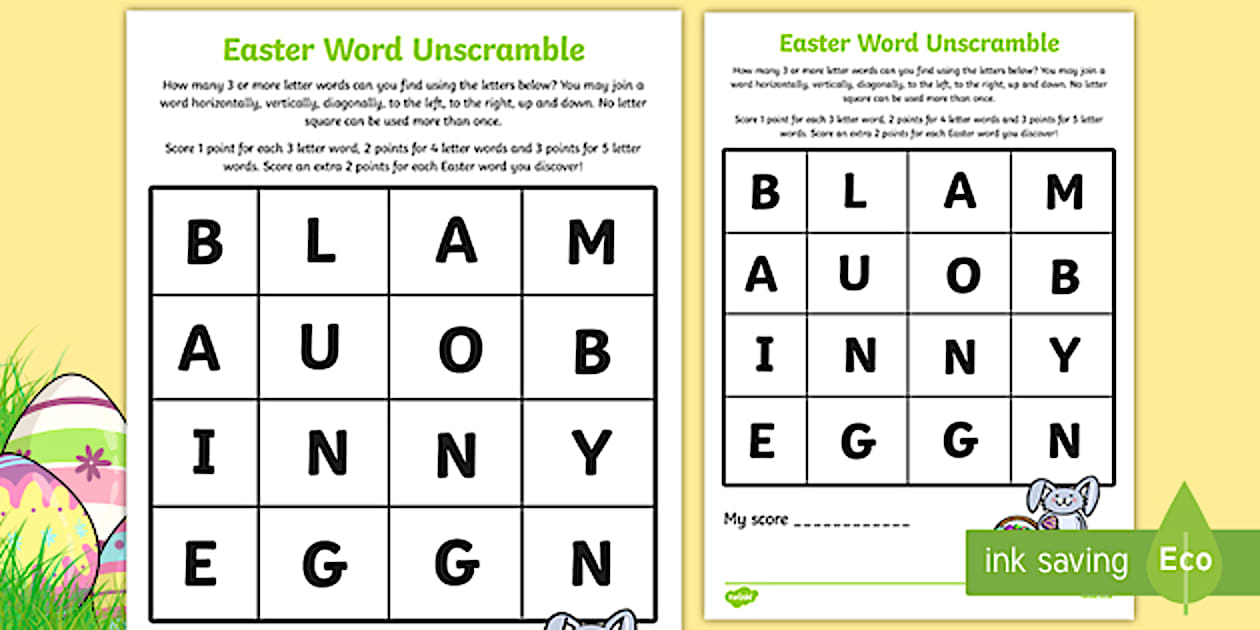 Easter Word Unscramble - Twinkl