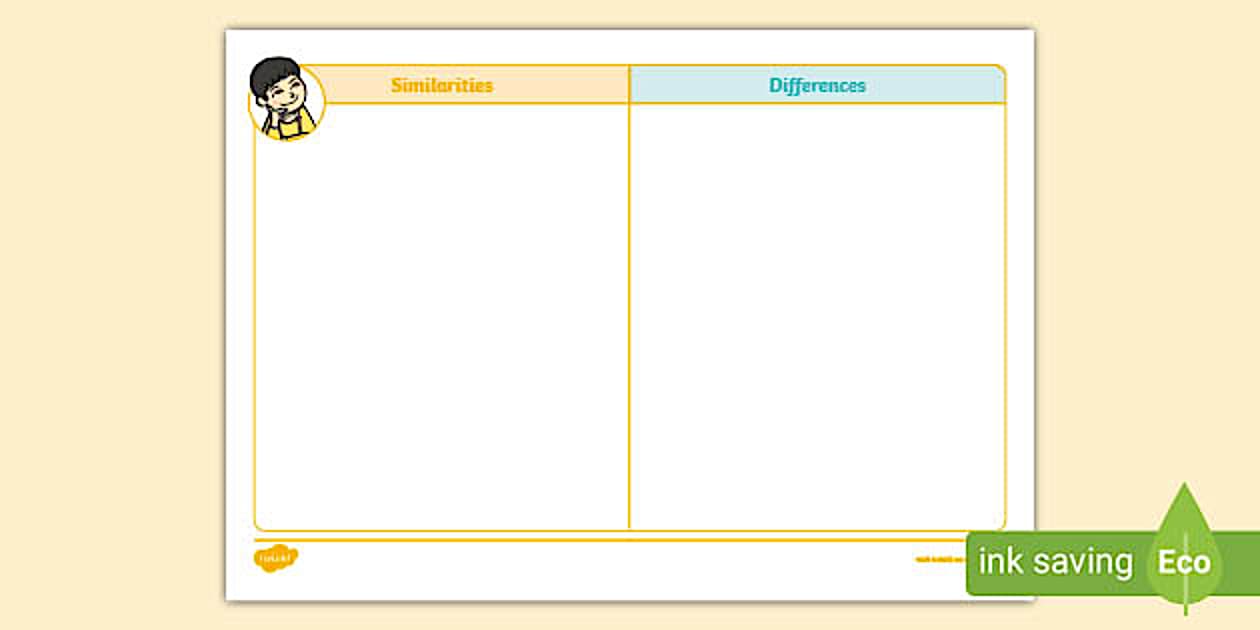 Worksheet For Similarities And Differences Activities
