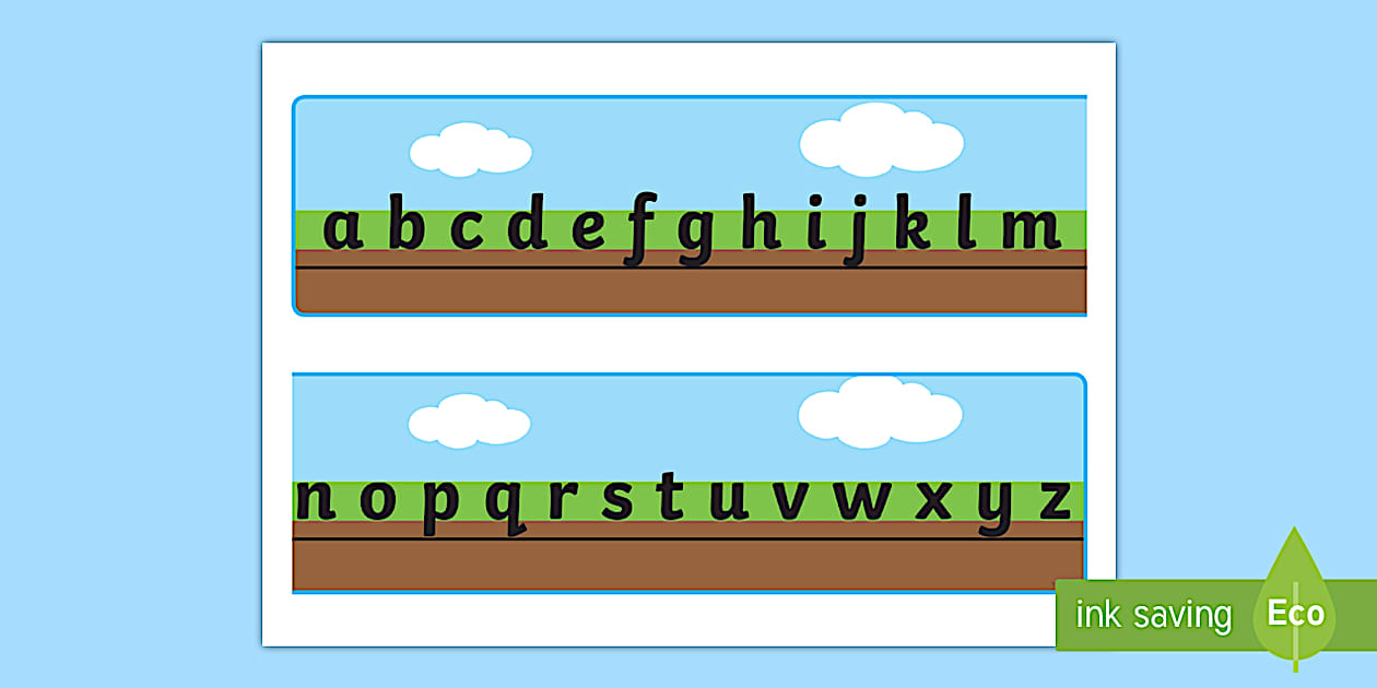 Editable Ground Grass Sky Alphabet Desk Strip - Twinkl