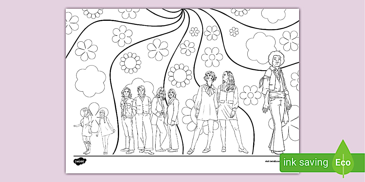 Flower Power Colouring Page (teacher made) - Twinkl